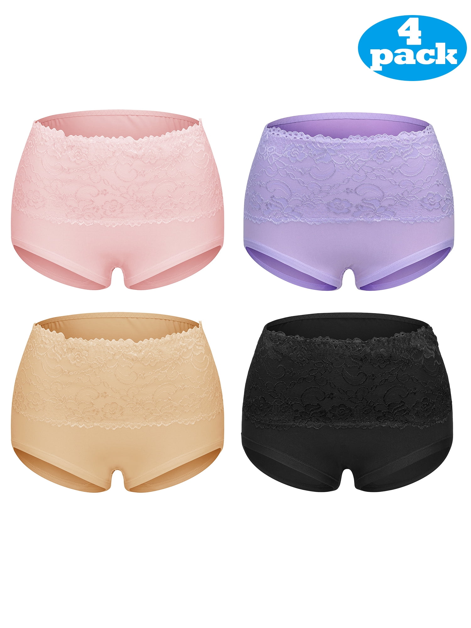 Womens High Waist Full Coverage Cotton Brief Lace Brief Panties - C ...