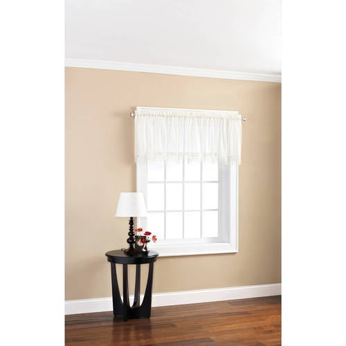 Mainstays Macrame Tailored Curtain Valance, 50"L x 18"W, Ivory ...