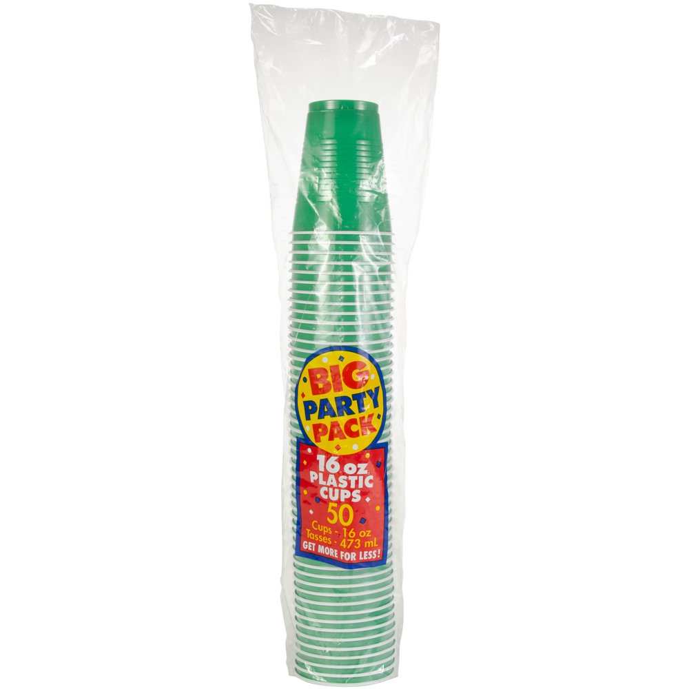 Festive Green Big Party Pack Paper Cups, 16 oz, Pack of 50 - Walmart ...