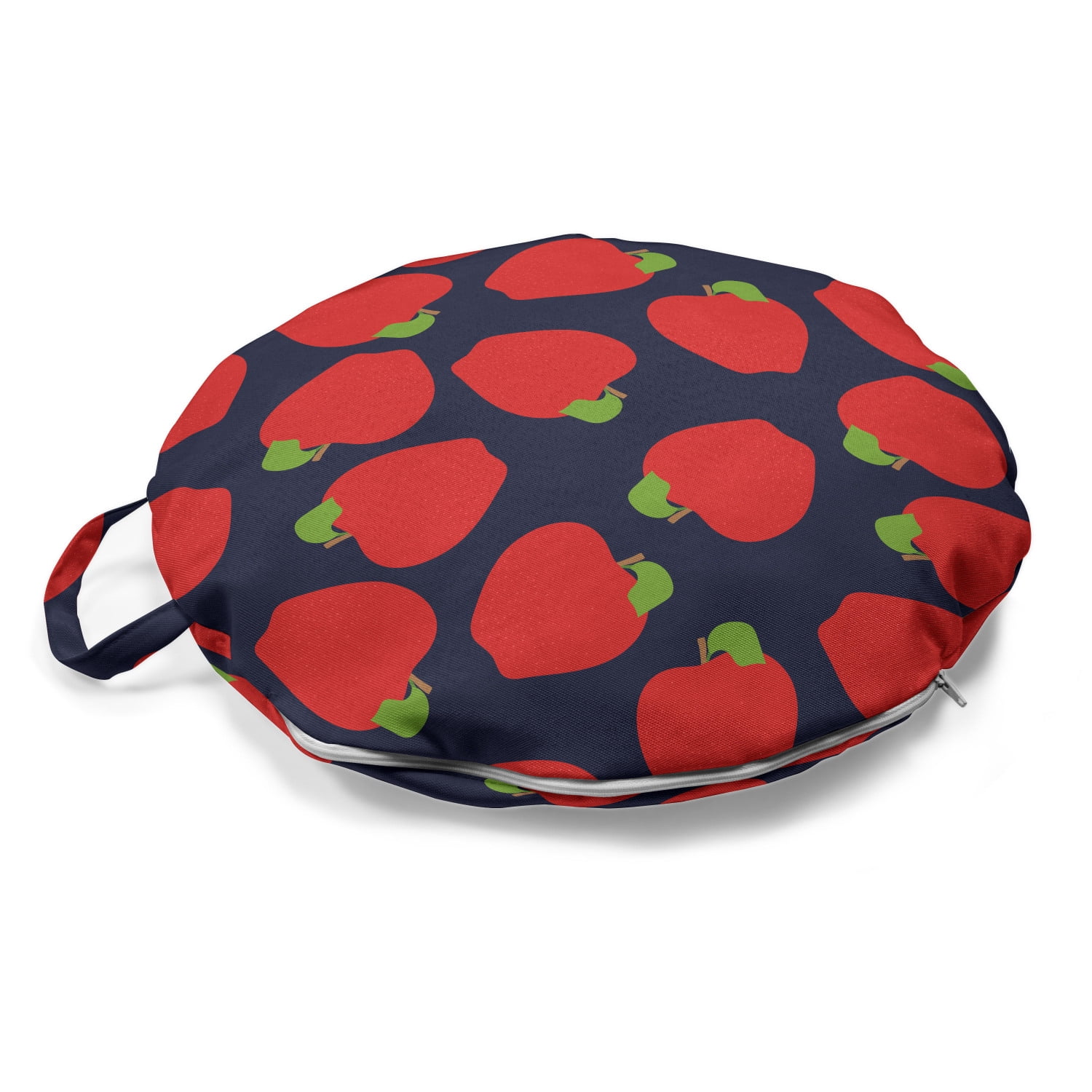 Fruits Round Floor Cushion with Handle, Simplistic Apple Graphic Summer ...