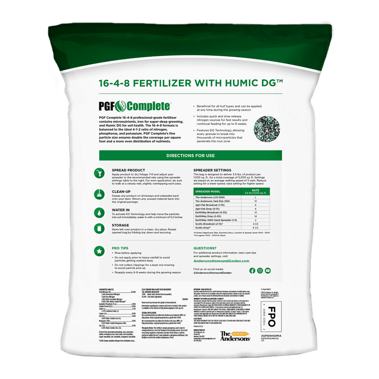 The Andersons Professional PGF Complete 16 4 8 Fertilizer with 7 Humic DG 5 000 sq ft