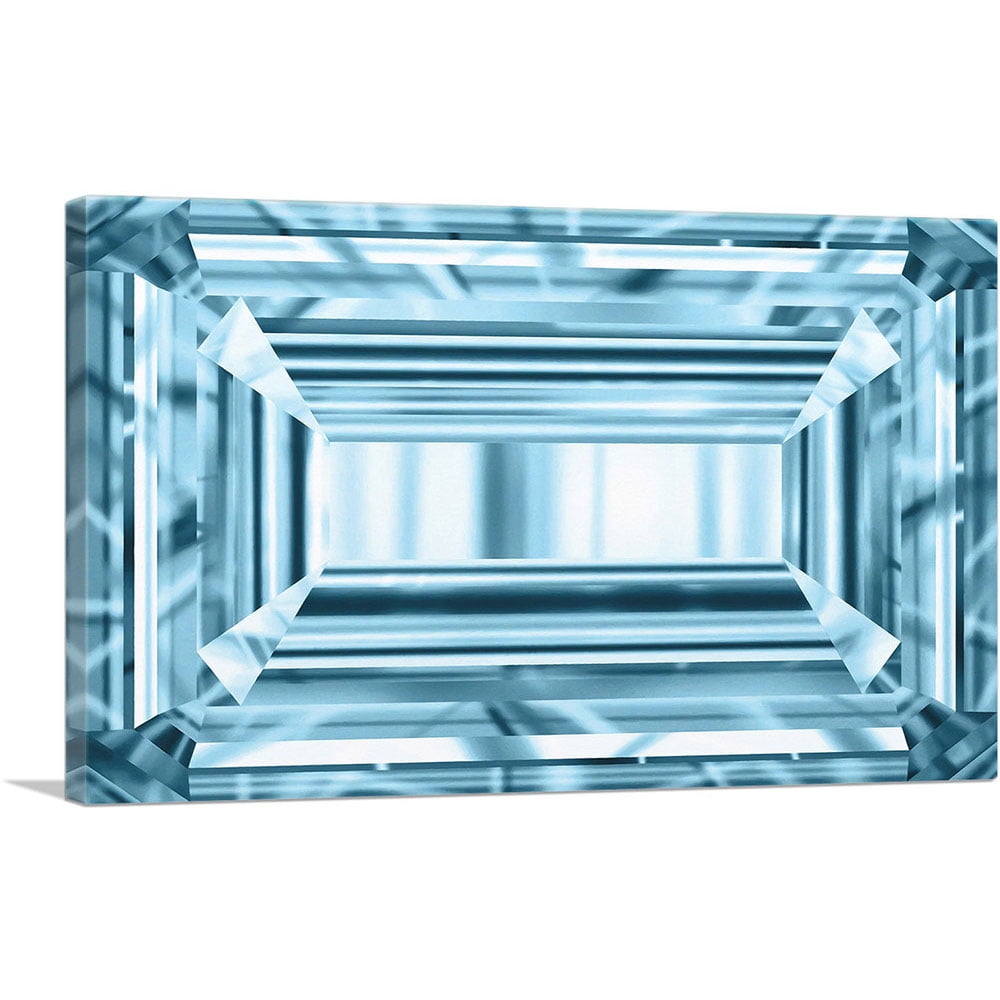 ARTCANVAS Baby Blue Emerald Cut Diamond Jewel Canvas Art Print - Size ...