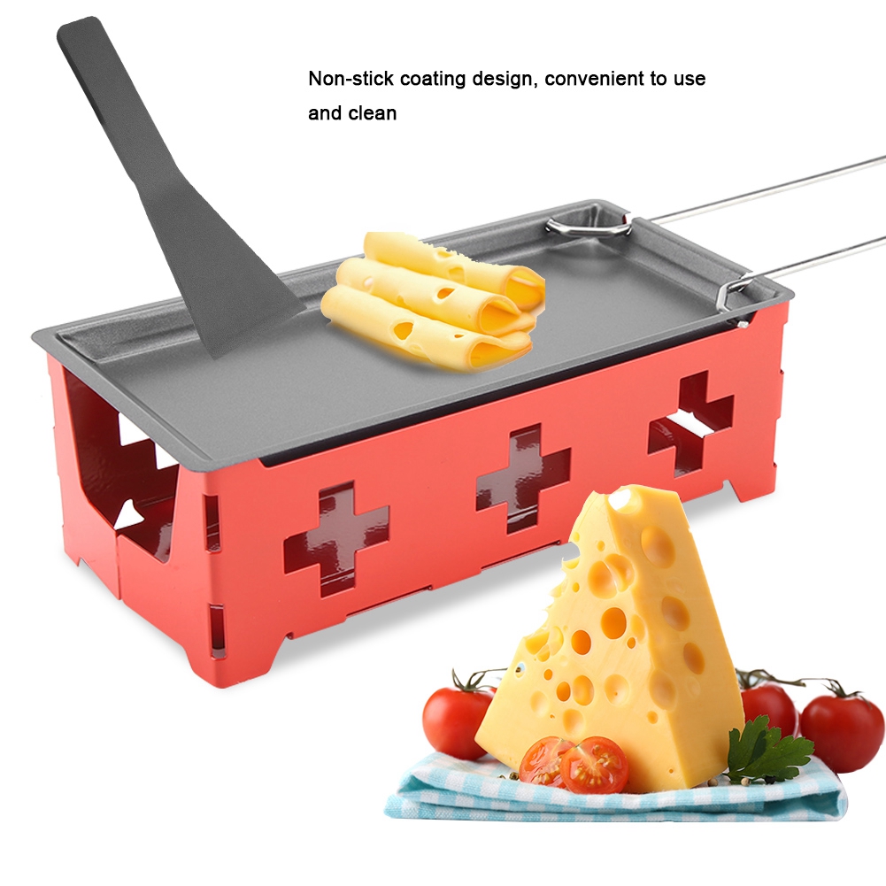 LYUMO Portable Non-Stick Cheese Raclette Rotaster Baking Tray Stove Set ...