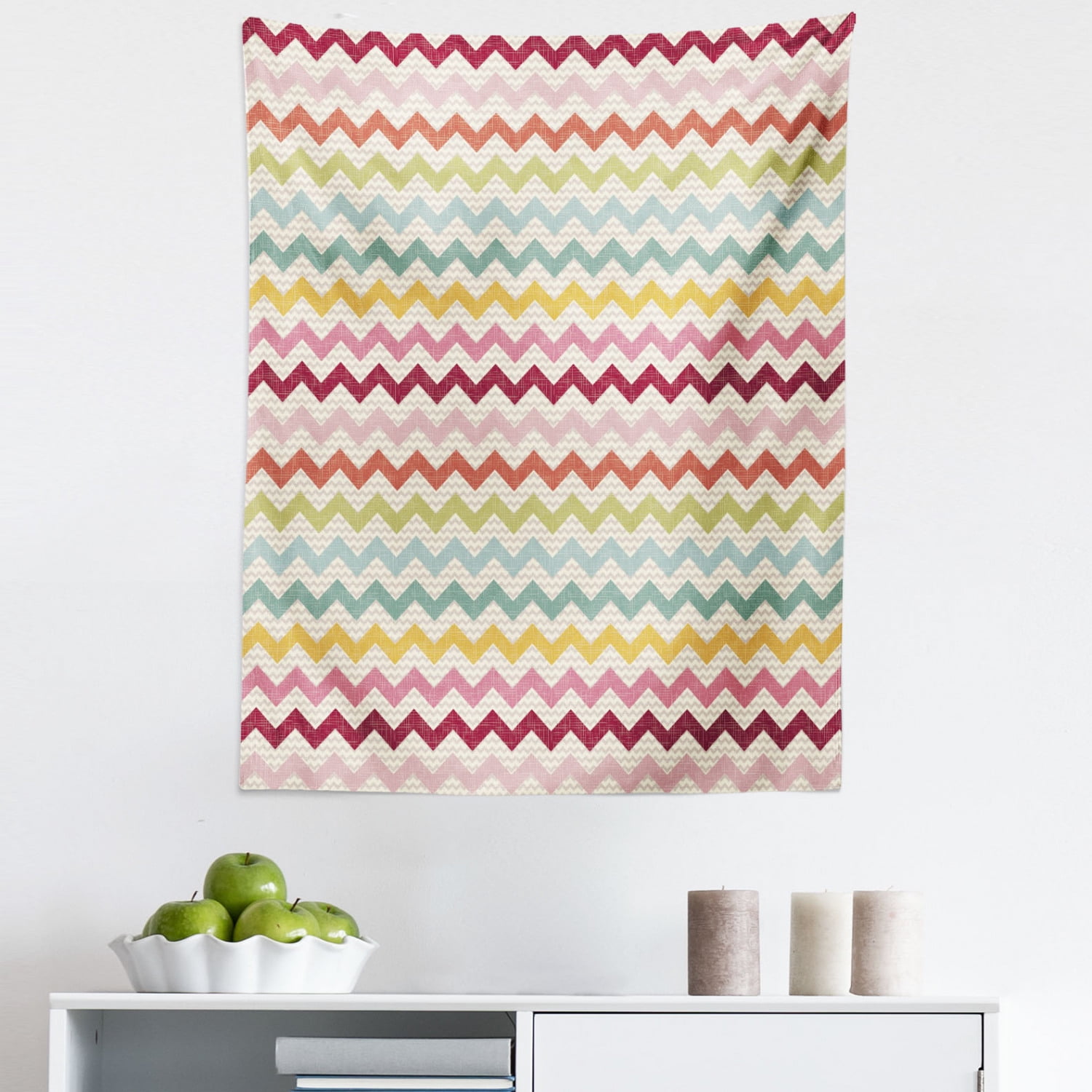 Chevron Tapestry, Boho Style Old Fashioned Symmetrical Chevron Lines ...