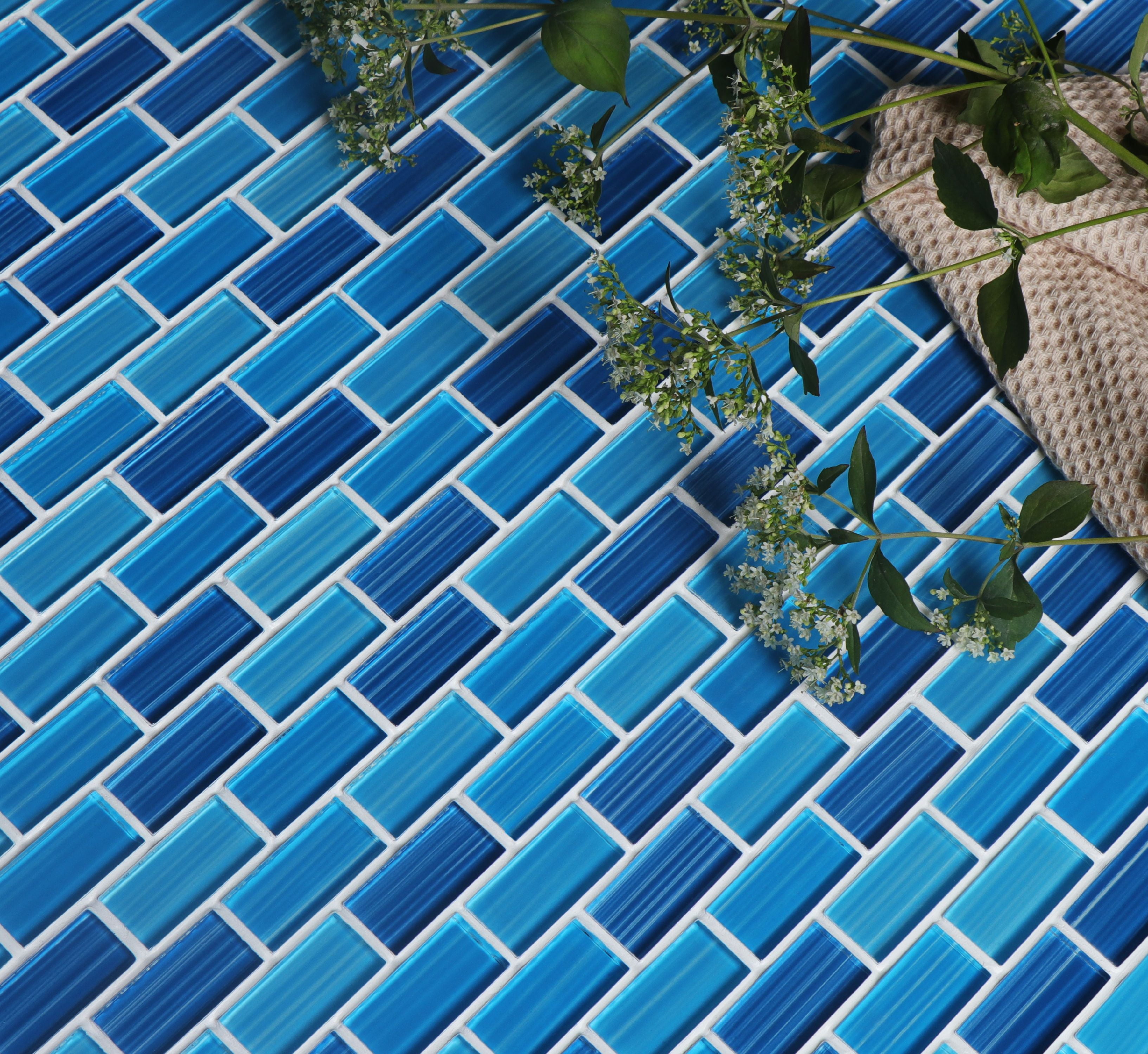 WS Tiles Beachside Blue Linear Glass Mosaic Pool & Nepal | Ubuy