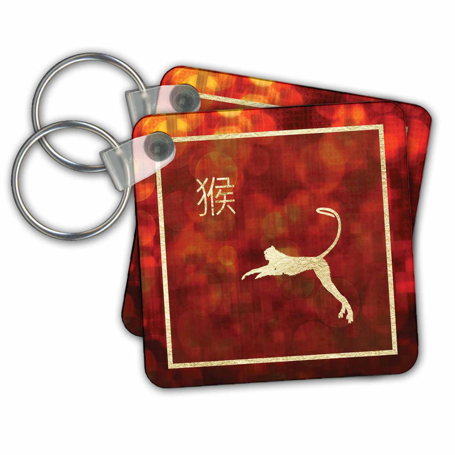 3dRose Gold Monkey Leaping, Fire and Lights, Orange, Red, Sign of the ...