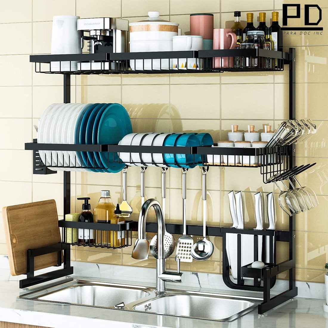 3 Tier Over Sink Dish Drying Rack - Walmart.com