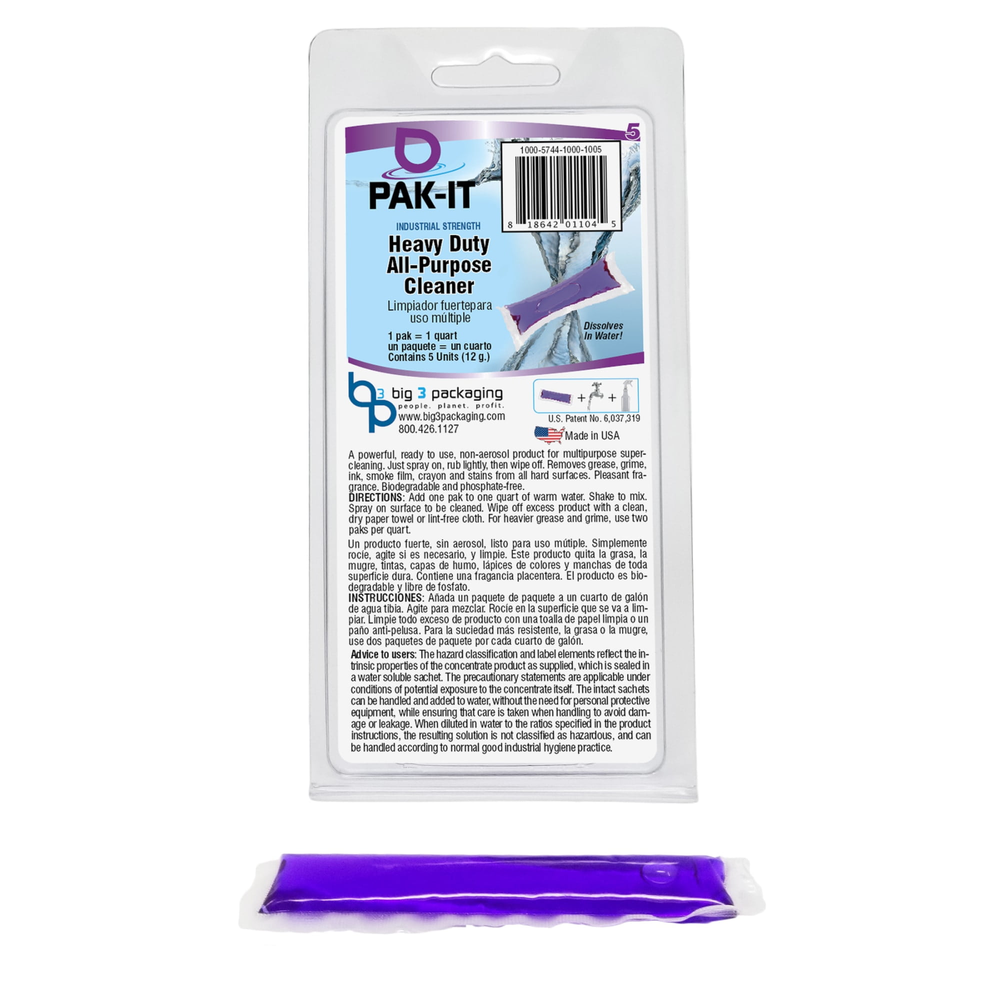 PAK-IT® Heavy-Duty All-Purpose Cleaner Packet, Pleasant Scent, Pack Of ...