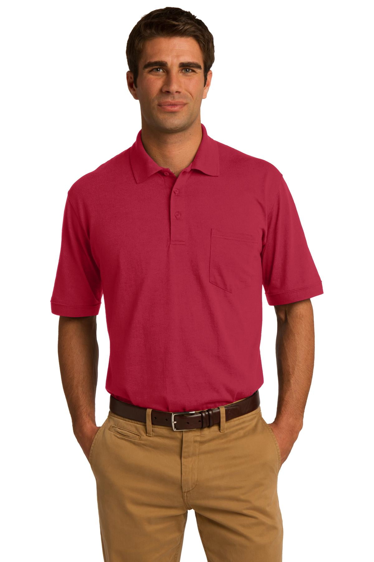 Port & Company 55 Ounce Jersey Knit Pocket Polo (KP55P) Red, S ...