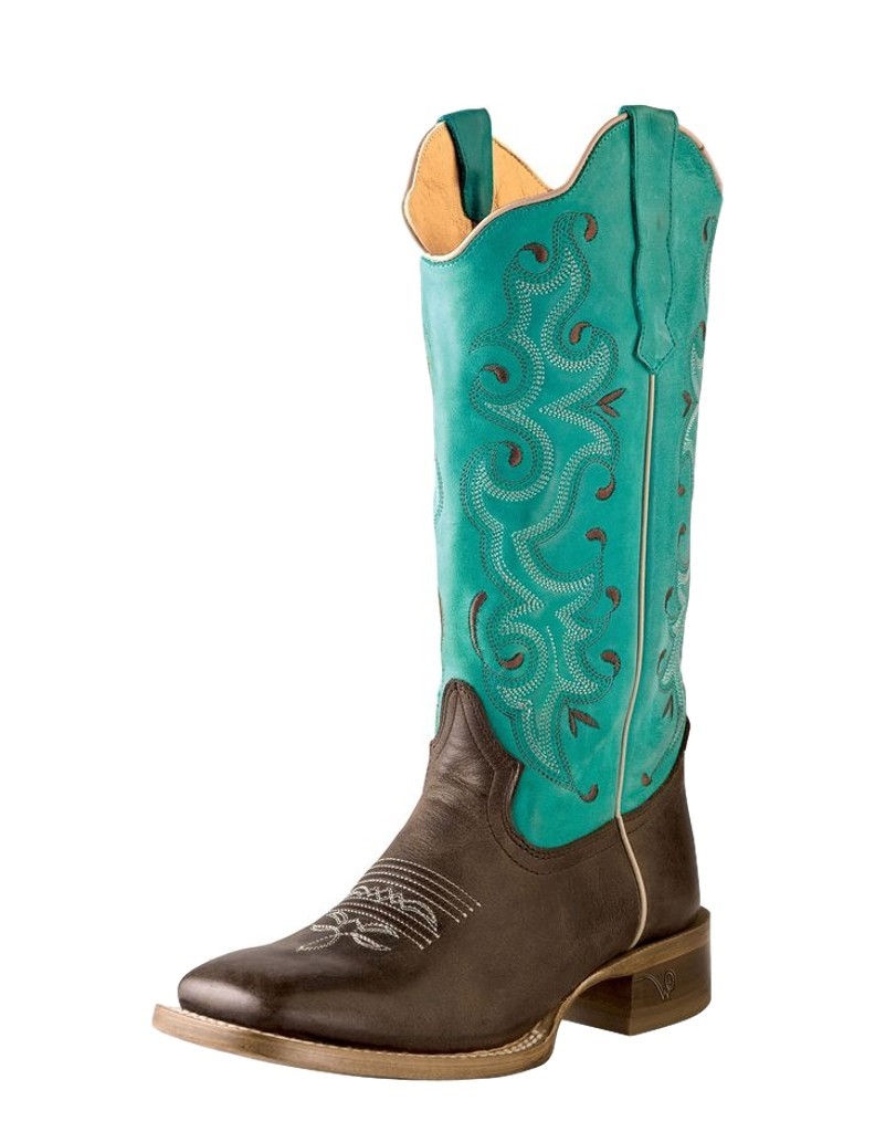 Outlaw Western Boot Women Piping Square 6 B Alamo Cafe Turquoise 70050 ...