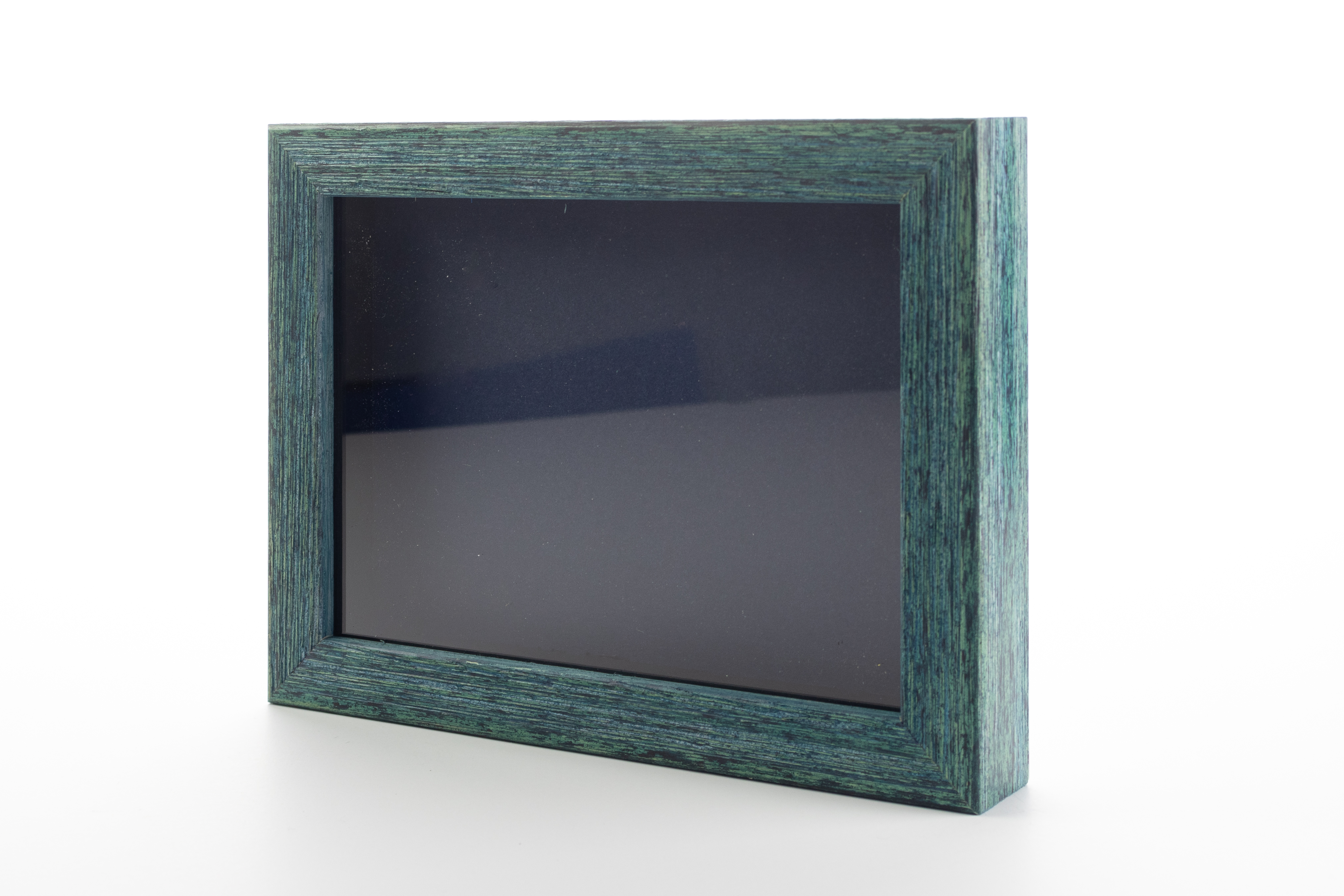 8x10 Shadow Box Frame Farm Blue Real Wood with a Navy Acid-Free Backing ...