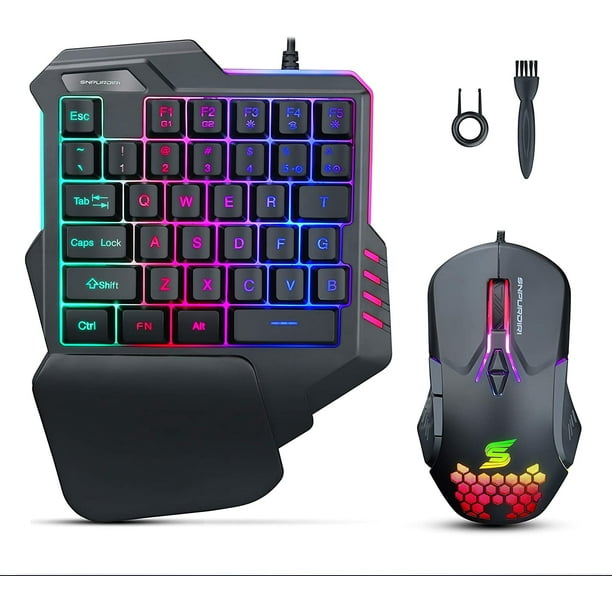 Snpurdiri RGB One Handed Gaming Keyboard Mouse Combo Wired 3 Snpurdiri ...
