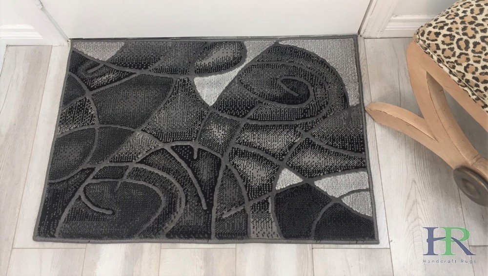 Grey/Silver/Black/Abstract Area Rug Modern Contemporary Circles and ...