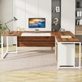 Tribesigns 70.8” L-Shaped Executive Desk with File Cabinet, Large ...