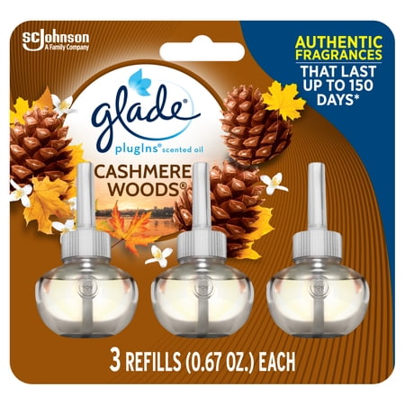 Glade PlugIns Scented Oil Refill Cashmere Woods, Essential Oil Infused ...