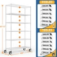Miniyam Wire Shelving Unit with Wheels Steel, 6 Tier 2100LBS Heavy Duty ...