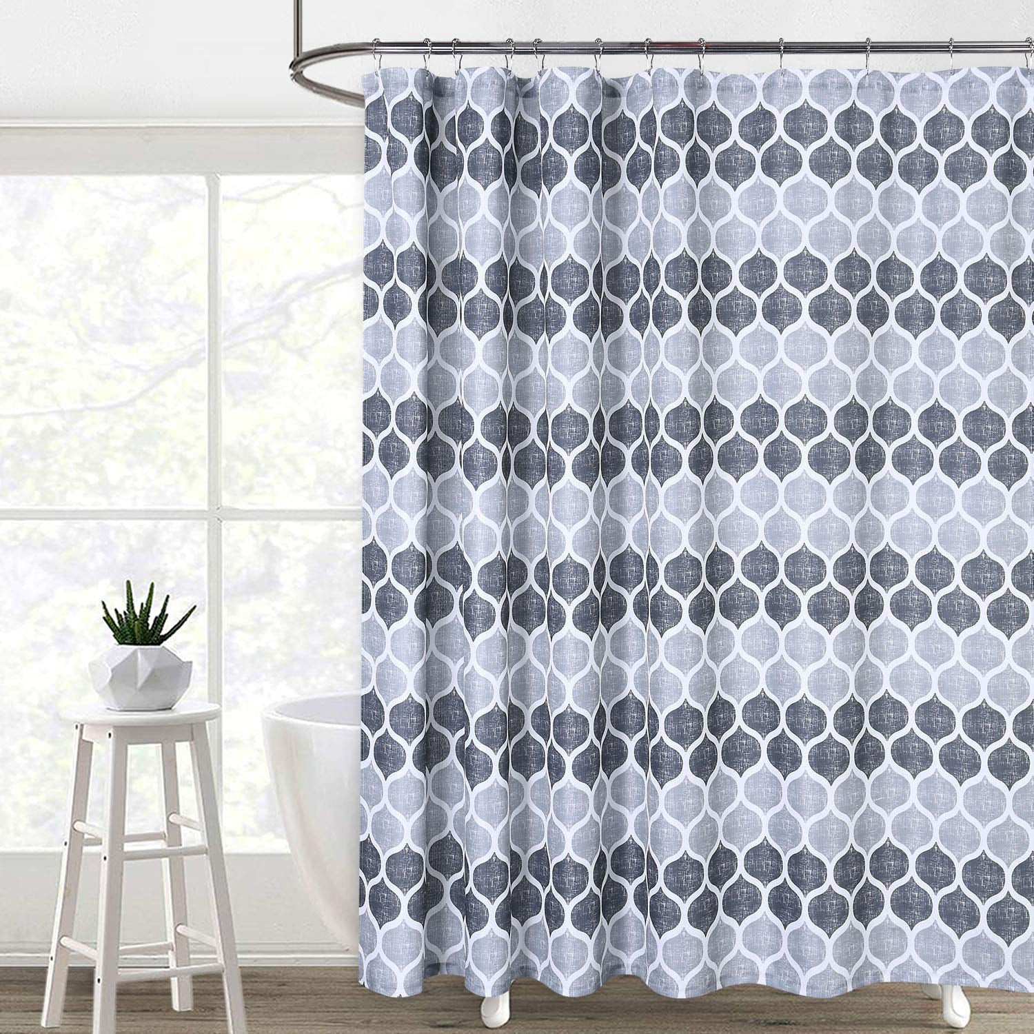 Kitsin Geometric Pattern Shower Curtain Extra Long Hotel Luxury