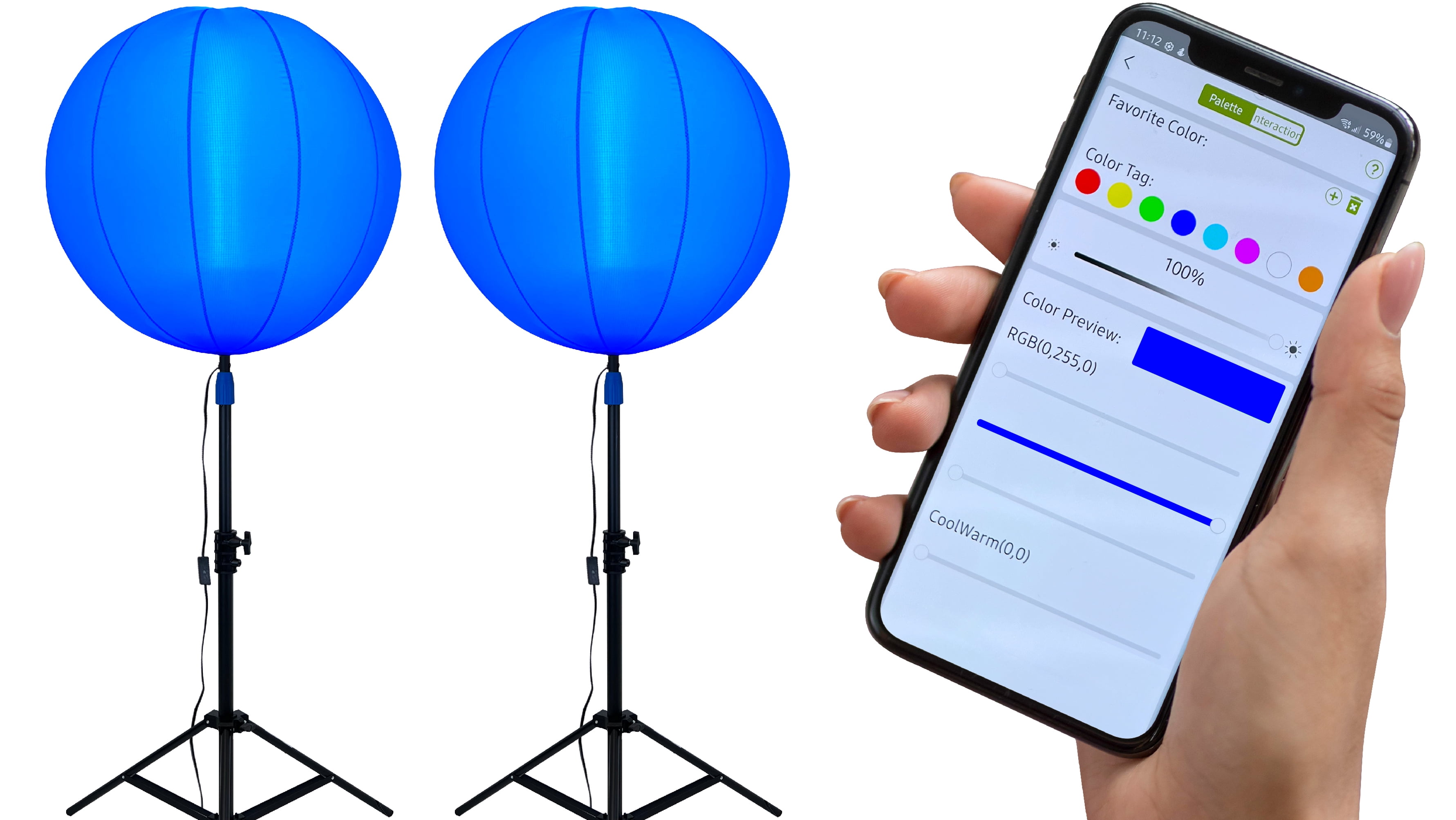 Balloon Light – 32” Inflatable W/Tripod – Bluetooth Controlled Changing ...