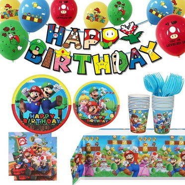 Super Mario Birthday Party Supplies-128pcs Super Mario Tableware Party ...