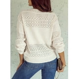 Eytino Sweaters for Women V Neck Sweater Lightweight Crochet Sweater ...