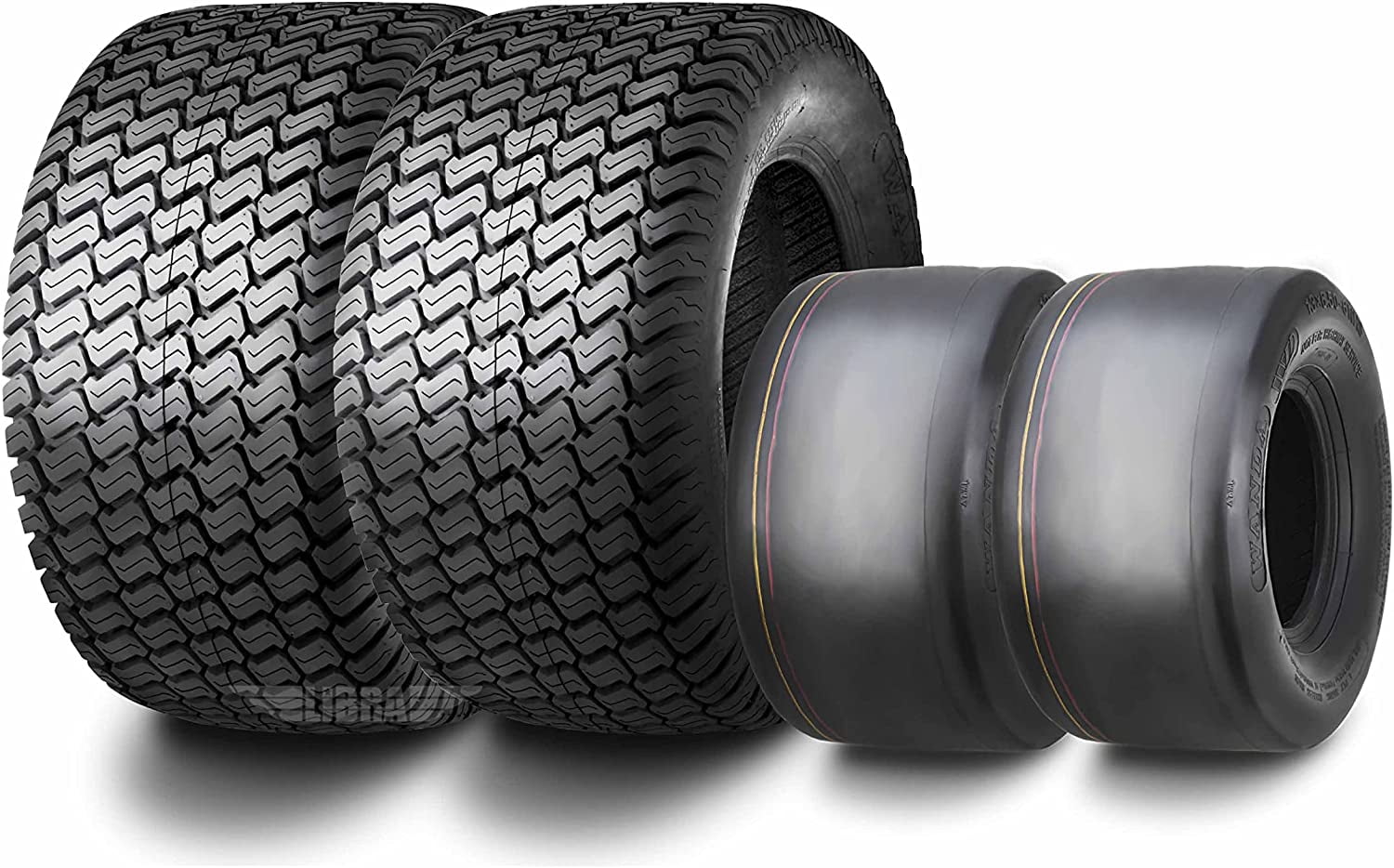 Set 4 WANDA Zero-Turn Lawn Mower Turf Tires 11x4-5 Front & 18x8.5-8 ...