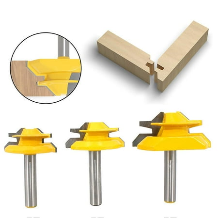 3pc 6.35mm 8mm Shank 45 Degree Locking Miter Router Bit Router Bit ...