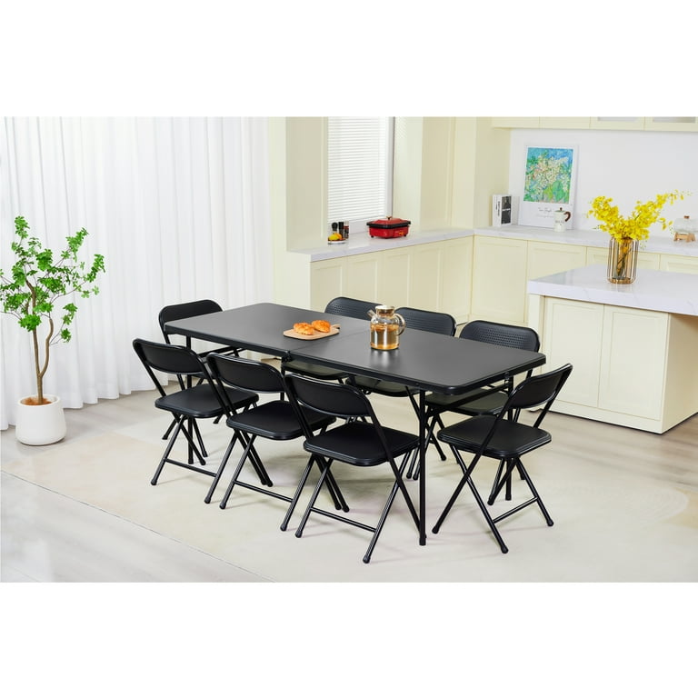 Mainstays 6 Foot Bi Fold Plastic Folding Table Black