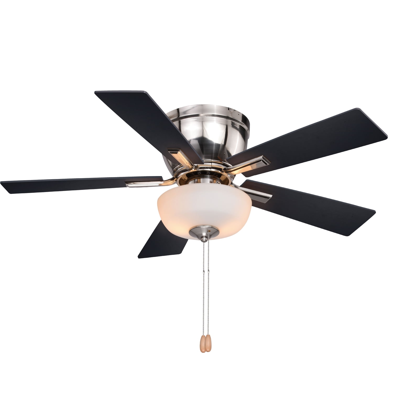 Vaxcel Lisbon 42-in. Nickel and Black Flush Mount Hugger Ceiling Fan ...
