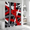 Abstract Art Shower Curtain for Bathroom, Red White Black Gray Line ...