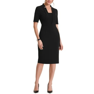 Allegra K Women's Work Office Elegant 3/4 Sleeve V Neck A-Line Dress ...