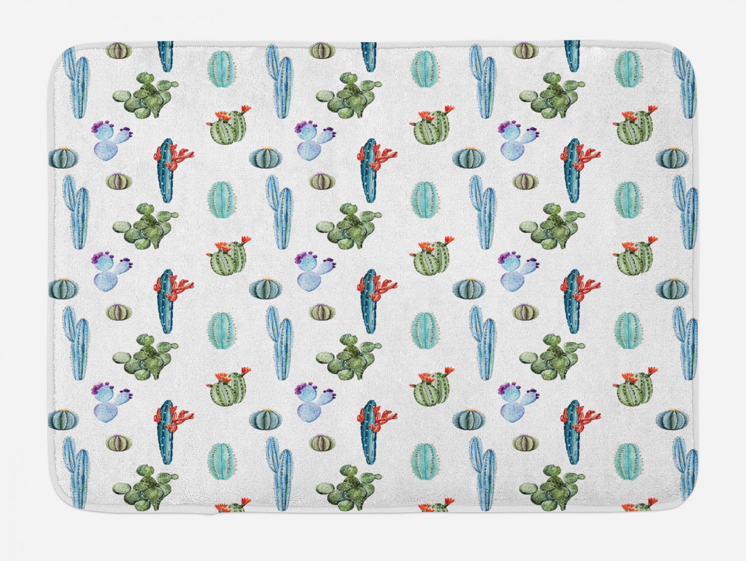 Cactus Bath Mat, Watercolor Cactus Plant Image Desert Hot Mexican South ...