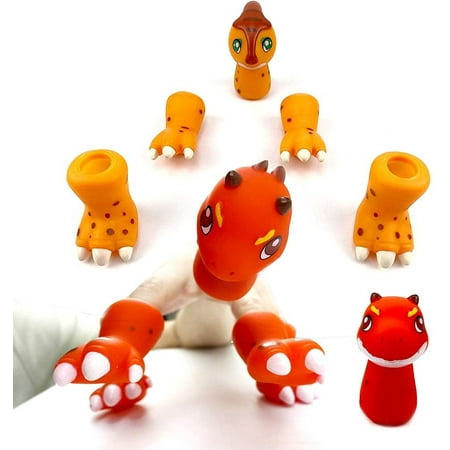 KSCD Dinosaur Finger Puppets Tiny Hands Toys Colorful Rubber Finger ...