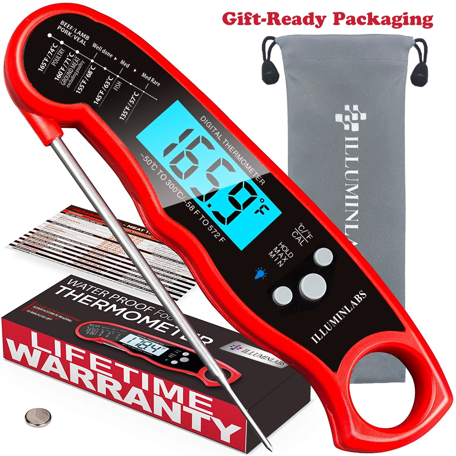 Illuminlabs Meat Thermometer - Instant Read Digital Food Thermometer ...