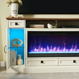 "OKD Rustic Oak TV Stand with 42"" Crystal Fireplace, White - Fits ...
