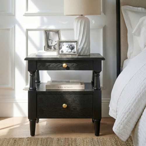 Click here for Taoruifang Black Nightstand With Drawers Wooden Be... prices