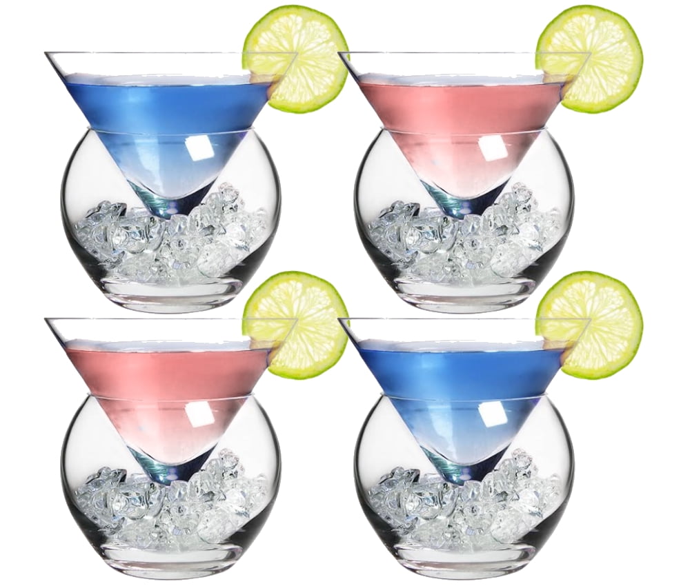 LEMONSODA Stemless Martini Glasses with Chiller - Elegant Cocktail ...