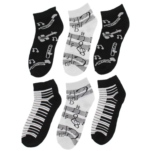 Everbright - Women's Black White Music Notes, Piano Keys, Instruments ...