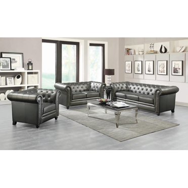 Grayson Sloped Arm Upholstered Sofa Grey - Walmart.com