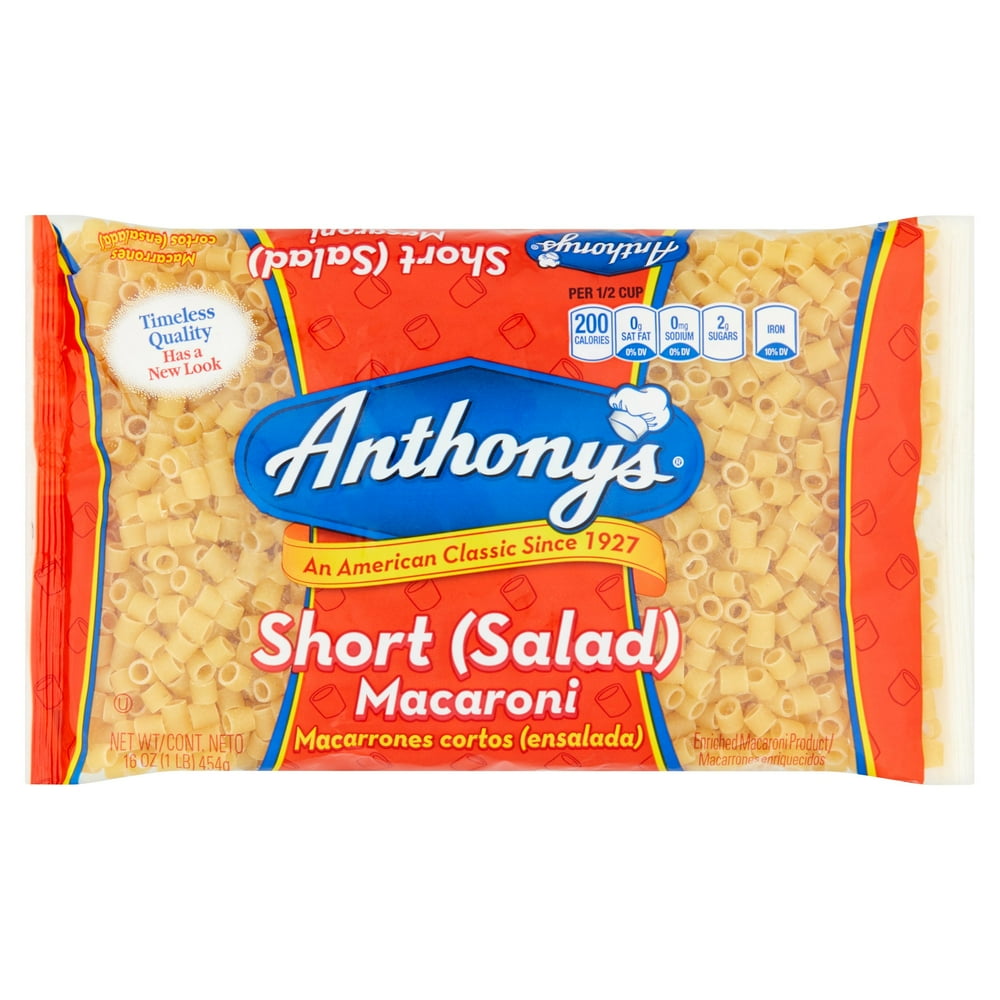 Anthony's Short (Salad) Macaroni, 16 oz - Walmart.com - Walmart.com