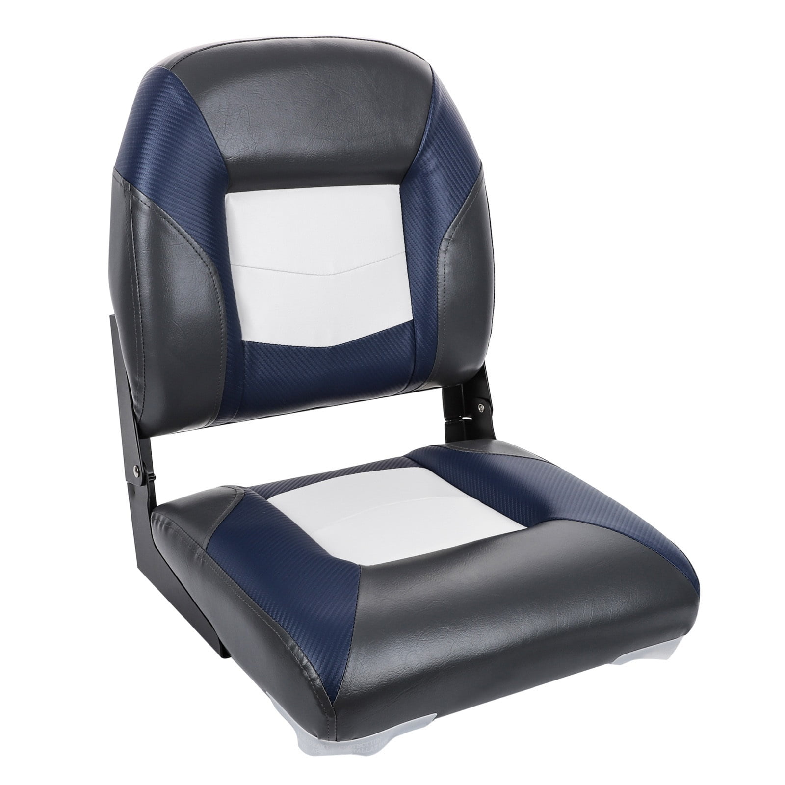 NORTHCAPTAIN Deluxe White/Charcoal/Navy Blue Low Back Folding Boat Seat ...