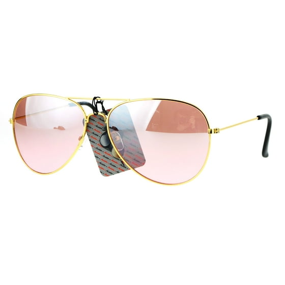 SA106 - Womens Pink Mirror Lens Wire Rim Classic Aviator Sunglasses ...