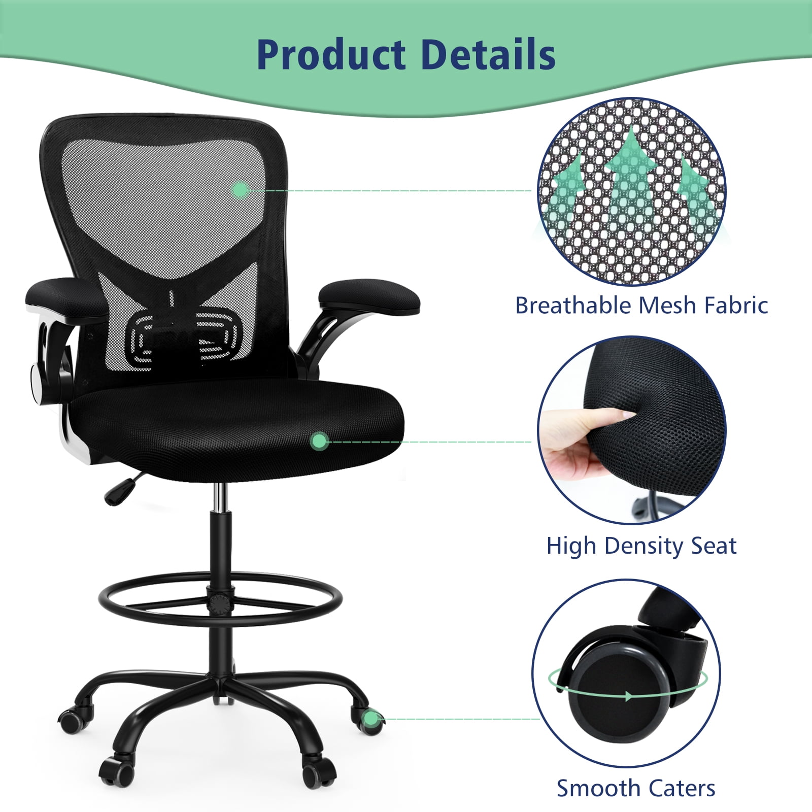 Buy Tall Office Chair for Standing Desk, Comfortable Drafting Chairs ...