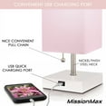 MissionMax Modern Pink Small Table Lamp with USB Quick Charging Port ...
