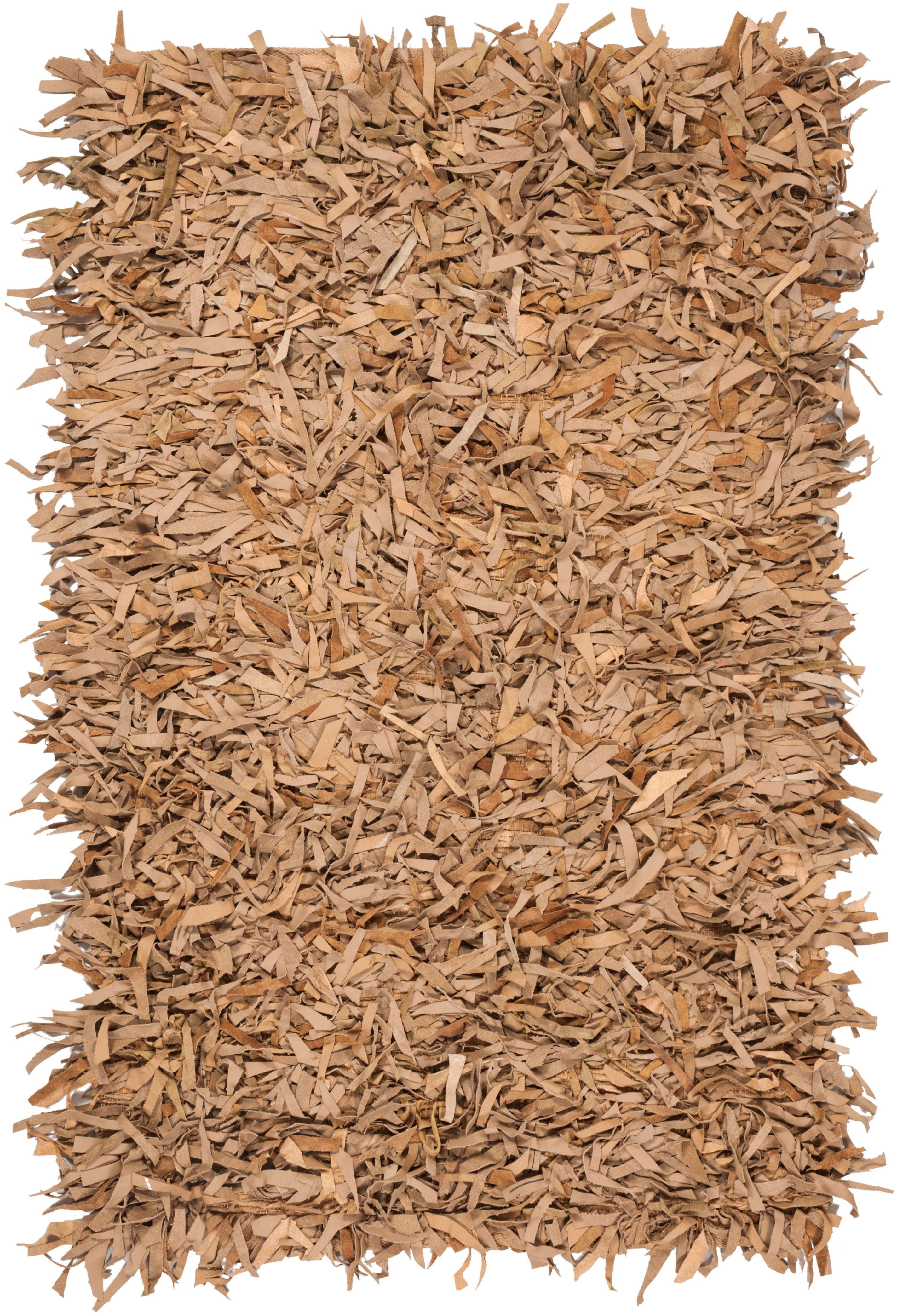 SAFAVIEH Leather Shag Dimitri Solid Area Rug, Light Gold, 4' x 6 ...