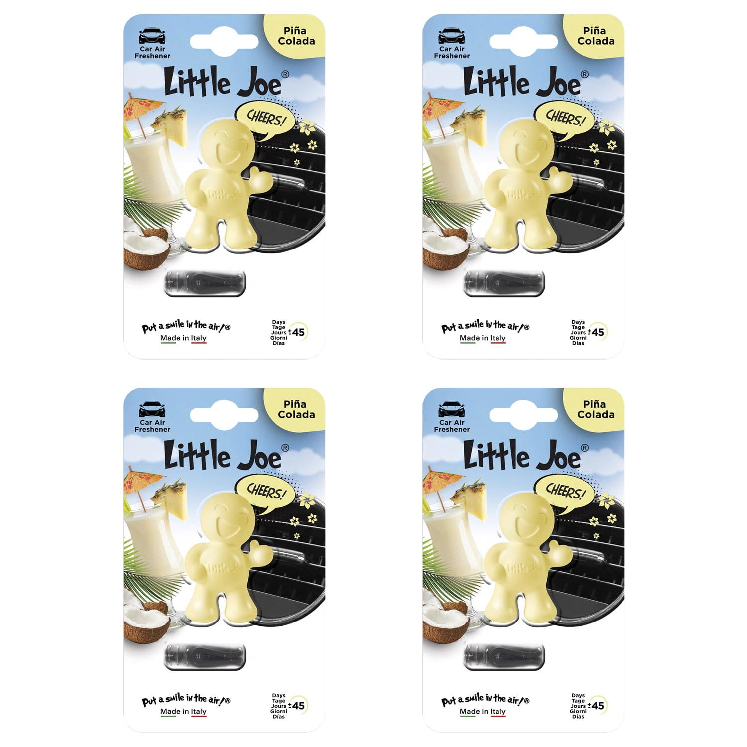 Aromatizante de Aire para Auto Little Joe Aroma Piña Colada 4 Pzs ...