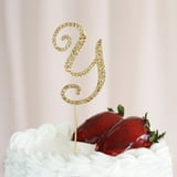 BalsaCircle Letter Y Cake Topper 2.5" Gold Rhinestone Personalized ...