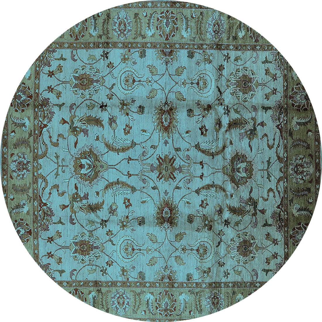 Ahgly Company Indoor Round Oriental Light Blue Traditional Area Rugs, 5 ...