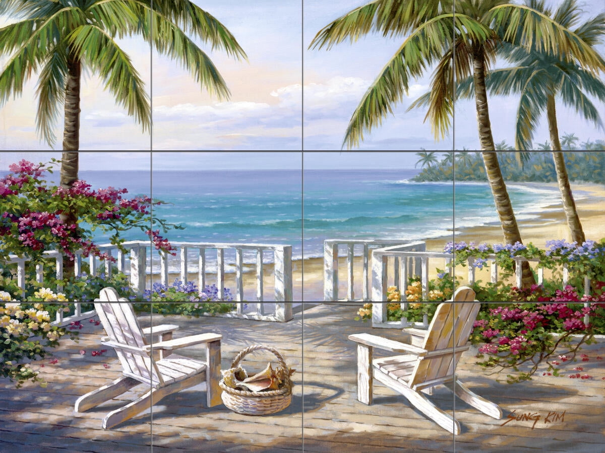 Tile Mural Kitchen Backsplash - Coastal View-SK - by Sung Kim - Walmart.com