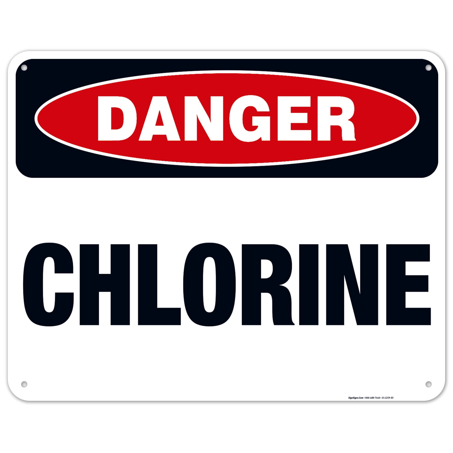 Danger Chlorine Sign, OSHA Danger Sign, - Walmart.com