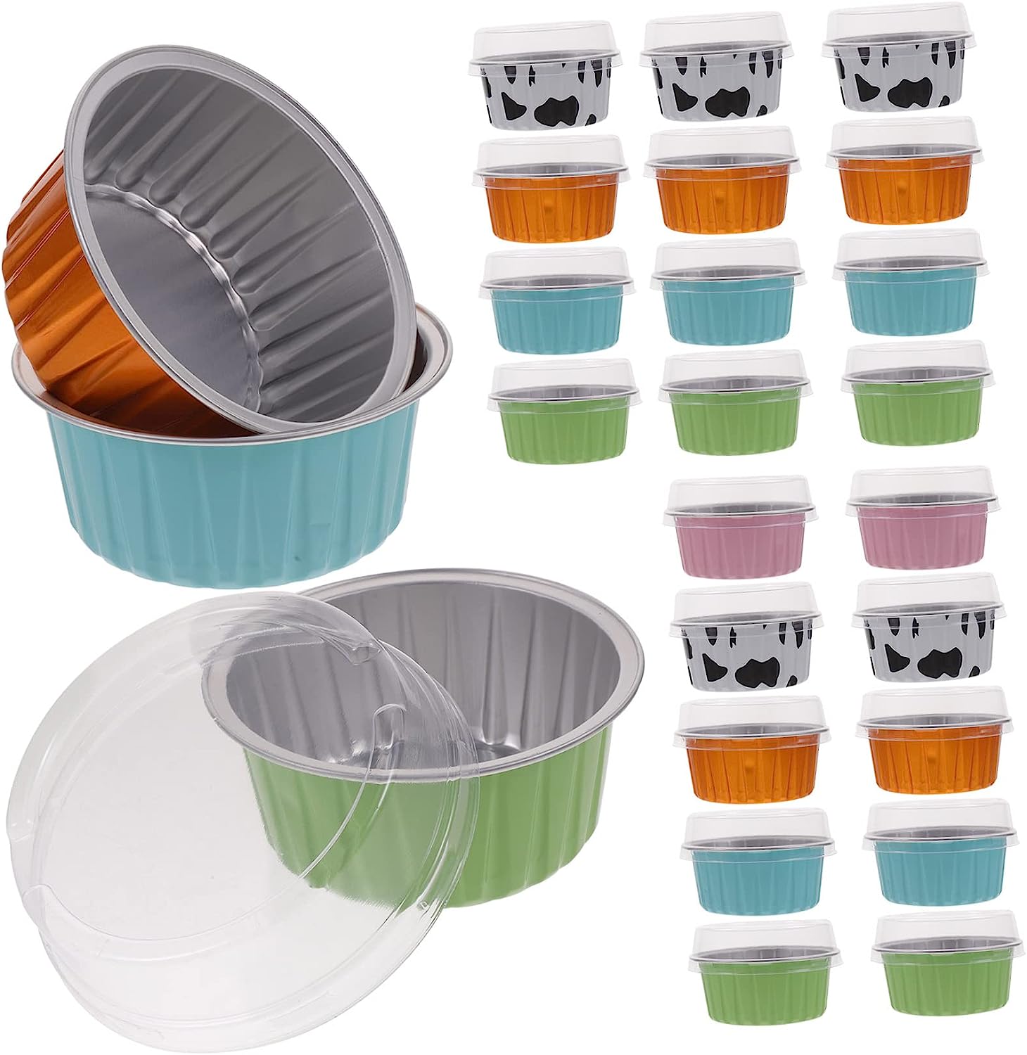 50pcs Baking Foil Cups Paper Cups with Lids Mini Dessert Cups Mini ...